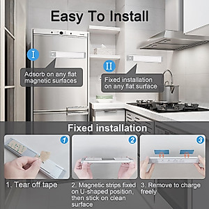 Under Cabinet Lights, 30 LED Under Cabinet Lighting, Rechargeable Battery Operated Motion Sensor Light Indoor, Magnetic Dimmable Closet Lights, Wireless Under Counter Lights for Kitchen, 2 Pack