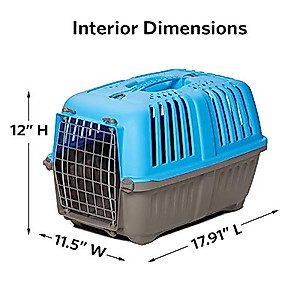Pet Carrier: Hard-Sided Dog /Cat Carrier, Small Animal Carrier in Blue, Inside Dims 17.91 L x 11.5 W x 12 H & Suitable for Tiny Dog Breeds, Perfect Dog Kennel Travel Carrier for Quick Trips