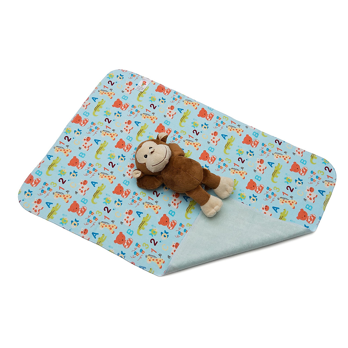 KaWaii Baby Waterproof Change Mat, Reusable, Changing Pad for Bed, Travel, Bed and Stroller Sheet, Mattress Protector, Zoo, 19.5 x 27.5" Newborn to 12 Months