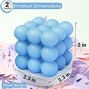 Xanobo 4Pcs - Aesthetic Bubble Candle Cute Decor Cube Shaped Candles Cool Candles for Fun and Aesthetic Shelf Décor (Blue)