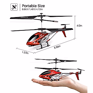 Remote Control Helicopter, S107H-E Aircraft with Altitude Hold, One Key take Off/Landing, 3.5 Channel, Gyro Stabilizer and High &Low Speed, LED Light for Indoor to Fly for Kids and Beginners(Red)