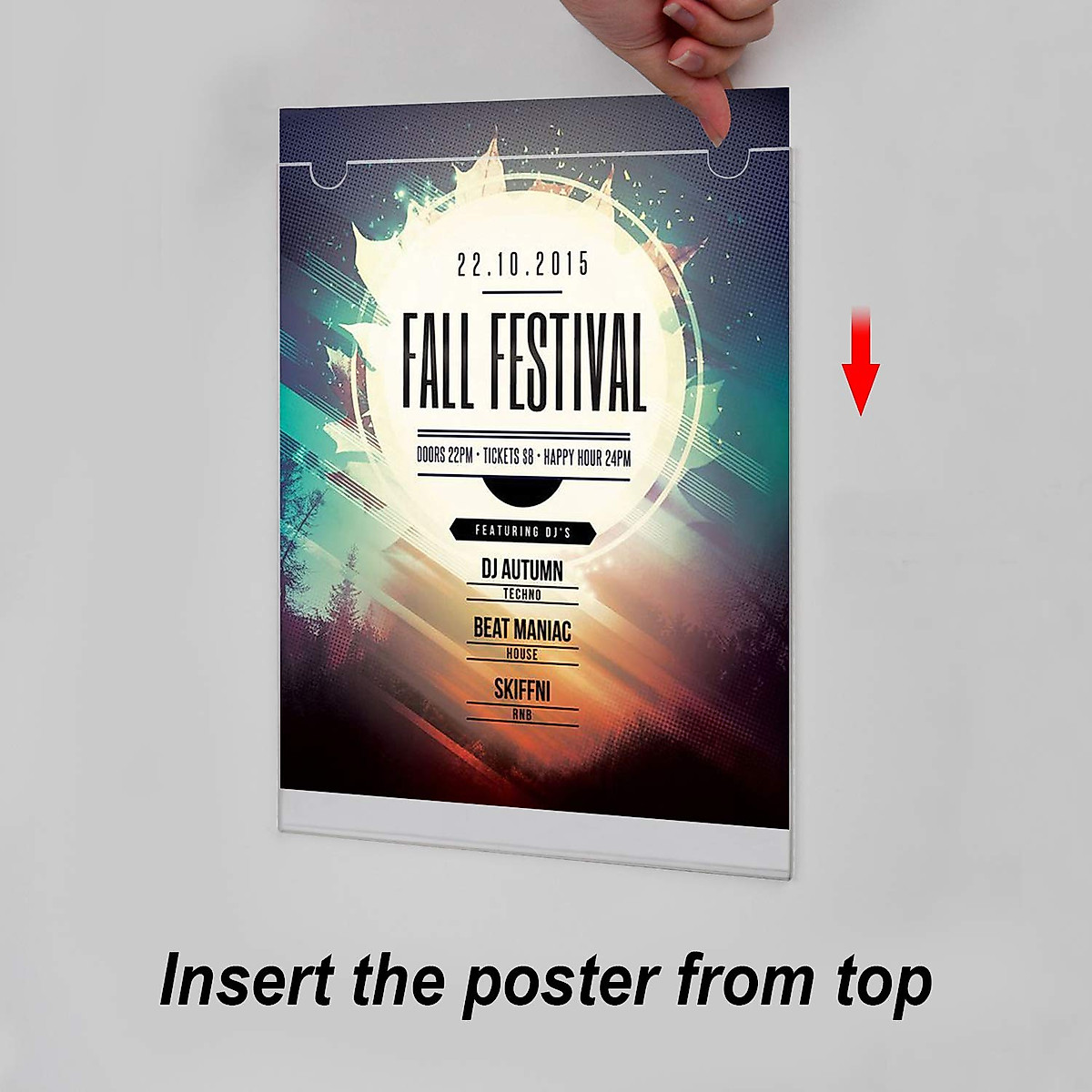 Acrylic Sign Holder 8.5" X 11" - Wall Mount Acrylic Frames for Picture, Poster and Flyer - Clear Plastic Sign Holder with 3M Tape Adhesive, Suction Cups and Screws, Pack of 6 Thick Poster Holder