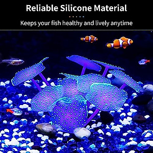 Uniclife Silicone Coral Plant Decorations Glowing Artificial Ornament for Fish Tank Aquarium, Green, Ball Shape