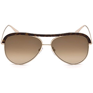 Tom Ford Womens Sabine Non-Polarized Signature Aviator Sunglasses Gold O/S