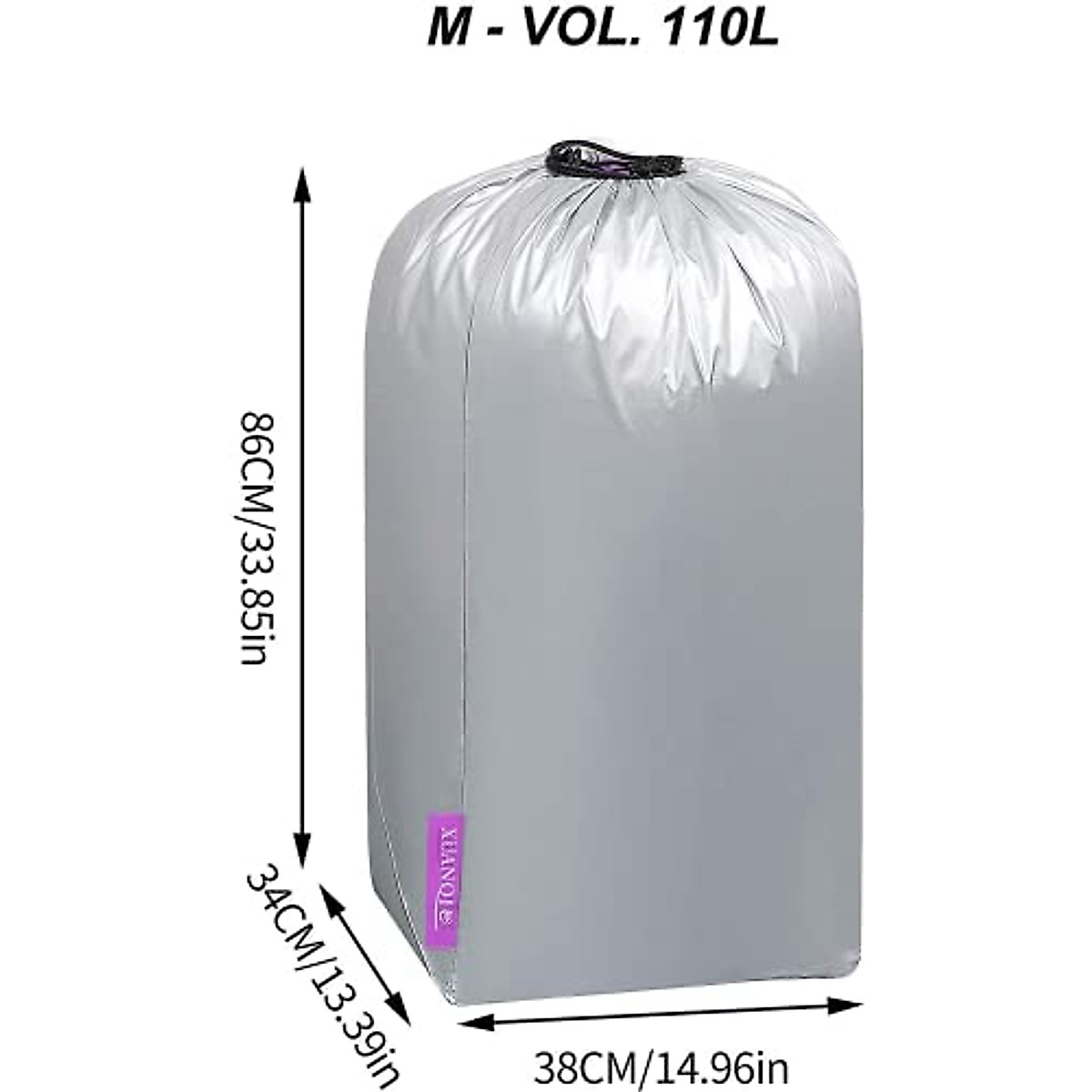 2-Pack Large Travel Laundry Bag, Dirty Clothes Storage Bag with Drawstring, Organizer Waterproof and Heavy Duty Stitching, Idea for Store Clothes, Blankets, Toys, Silver (Medium)