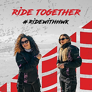 HWK Adventure/Touring Motorcycle Jacket for Women, Women's Motorcycle Jacket with CE Armor for Enduro Motorbike Riding, Water Resistant Textile Biker Jacket for Women - Black & Pink, Small