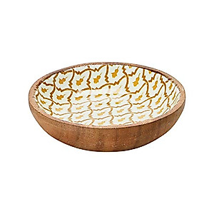 Creative Co-Op Enameled Acacia Wood Print, Set of 3 Bowl, Multi Color, 3