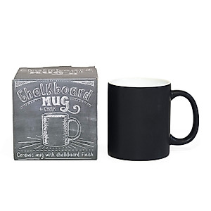 Personalized Chalkboard Ceramic Coffee Mug - Start Each Day with a New Message (Chalk Included), 300ml
