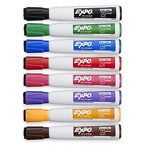 EXPO Magnetic Dry Erase Markers with Eraser, Chisel Tip, Assorted, 8 Count