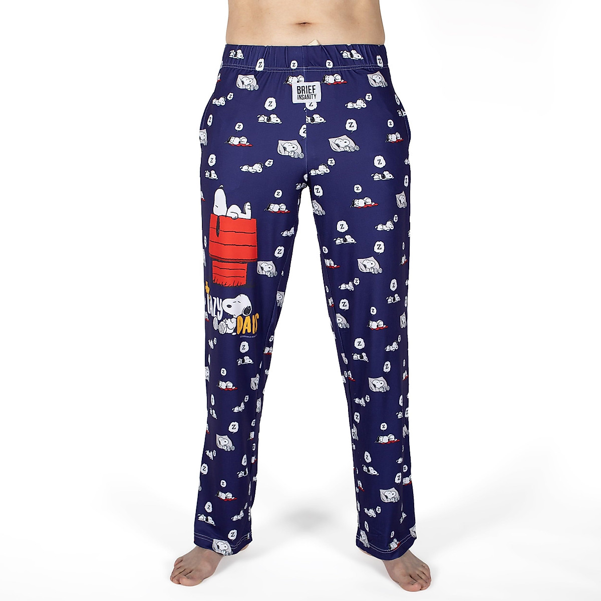 BRIEF INSANITY Snoopy Unisex Lounge Pajama Pants - Comfy, Loose-Fit, Ultra-Soft - Snoopy Lazy Days Sleep Bottoms (Medium)