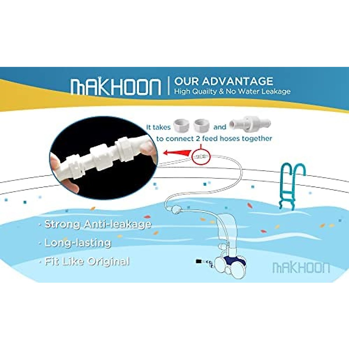 [Upgraded] Makhoon Pool Cleaner Feed Hose Replacement for Zodiac Polaris 280 380 180 3900 Pool Cleaner Feed Hose G5(Not Compatible with polaris 360)