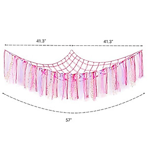 Over The Door Organizer with 4 Pockets and Stuffed Animal Hammock Hanging Organizers Toy Storage Boho Nursery Decor for Kid Playroom Bedroom