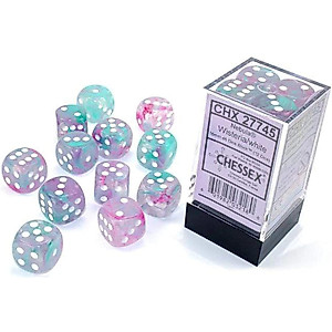 Chessex Nebula 16mm d6 Wisteria/White w/Luminary Dice Block (12 dice)
