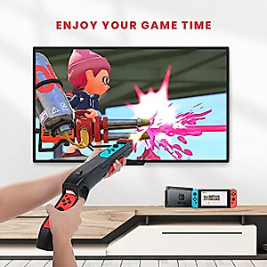 CODOGOY Shooting Game Gun Controller Compatible with Switch/Switch OLED Joy-Con, Hand Grip Motion Controller for Nintendo Switch Shooter Hunting Games (Black+Red)