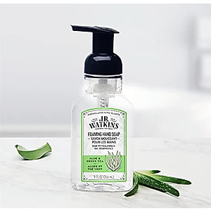 J.R. Watkins Foaming Hand Soap Pump with Dispenser, Moisturizing All Natural Hand Soap Foam, Alcohol-Free, Cruelty-Free, USA Made, Use as Kitchen or Bathroom Soap, Aloe & Green Tea, 9 fl oz, 6 Pack