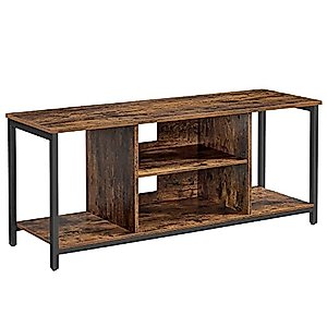 VASAGLE TV Stand for TV up to 55 Inches, Cabinet with Open Storage, Console Unit with Shelving, for Living Room, Entertainment Room, Industrial, Rustic Brown and Black ULTV060B01