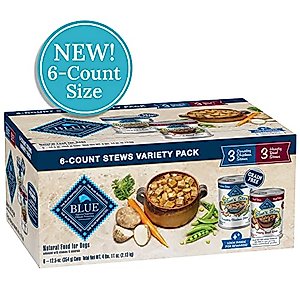 Blue Buffalo Blue's Stew Chicken & Beef In Gravy Wet Dog Food Variety Pack for Adult Dogs, Grain-Free, 12.5 oz. Cans (6 Pack)