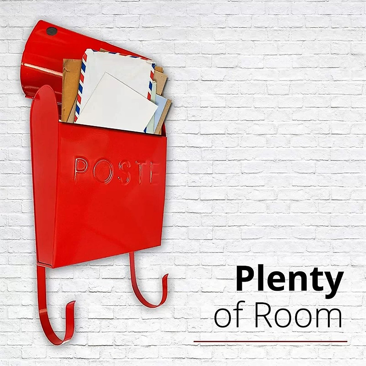 NACH Mailboxes for Outside Wall Mount, 12 x 11.2 x 4.5 inch, Red Wall Mounted Mailbox, Waterproof Mailbox with Outdoor Newspaper Holder - The French Euro Mailbox