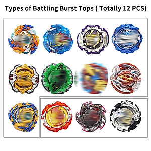 OBEST Bey Battling Top Burst 12 New Gyros Top with 3 Launcher, Arena Toy, Gyro Pocket Box Pro (Black)