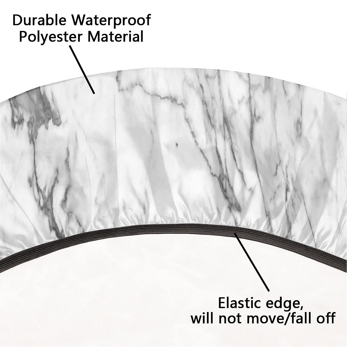 Stylish Marble Round Tablecloth with Elastic Edge,Modern Marble Print Fitted Table Cloth Waterproof Wipeable Round Table Cover for Dining Kitchen Party Indoor Outdoor Patio Table 36"-42" Diameter