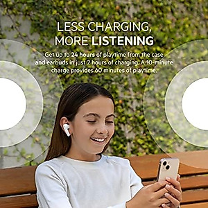Belkin Soundform Nano - Bluetooth Earbuds for Kids with Built-in Microphone, 24H Battery Life, 85dB Safe Volume Limit - Kids Bluetooth Earbuds for iPhone, iPad, Galaxy & More - White