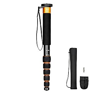 Koolehaoda 6-Section Monopod Compact Portable Photography Aluminum Alloy Unipod Stick, Max. Load 10kg / 22lbs, Folding Size is only 15-inch(K-266 Orange)