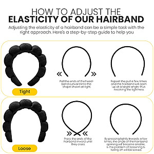 Spa Headband for Washing Face, Makeup, Facial and Skincare. Bubble Skin Care Head Band. Puffy Terry Cloth, Non Slip Get Ready Hairband for Women, Teens, Girls. Cute Hair Accessories.