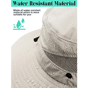 Sun Hat with Ponytail Hole for Women,Sun UV Protection UPF50+ Waterproof Beach Bucket Safari Hiking Hat for Women Beige