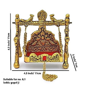 Laddu Gopal Metal jhula Traditional Metal Gold Plated Laddu Gopal Krishna Pooja Jhula
