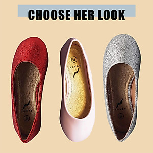 NORTY 12 Fashion Ballerina Shoes for Girls - Ballet Slippers for Toddlers and Big Kids - Dance and Ballet Flats - Runs Two Sizes Small - Red Glitter