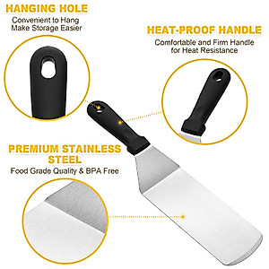 AIKWI 8PCS Griddle Accessories Tool Kit, Flat Top Grill Spatula Set for Blackstone and Camp Chef, Included Turner, Scraper, Chopper, Bottles, Carry Bag, Perfect for Outdoor BBQ, Indoor Cooking