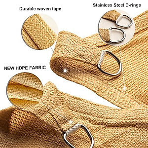 SUNLAX Sun Shade Sail, 10'x 10'x14' Sand Right Triangle Canopy Shades for Outdoor Patio Pergola Cover Sunshade Sails UV Blocking