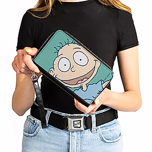 Nickelodeon Wallet, Zip Around, Rugrats Tommy Pickles Face Close Up Seafoam Green, Vegan Leather