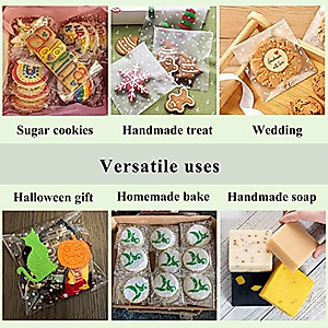 Artby7 4x4 Inch Halloween Candy Treat Bags White Polka Dot Self Sealing Packaging Cellophane Bags, Small Pastry Bags for Birthday Wedding Graduation Party Gift Giving