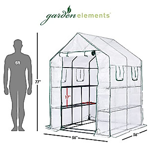 Garden Elements Personal Plastic Indoor/Outdoor Standing Greenhouse for Seed Starting and Propagation, Frost Protection (Clear, Large, 77" x 56" x 56")