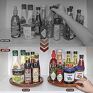 ANBOXIT Lazy Susan Organizer for Table, 12 Inch Wooden Lazy Susan Turntable for Cabinet, Acacia Wood Turntable Kitchen Spice Rack (1 Pack)