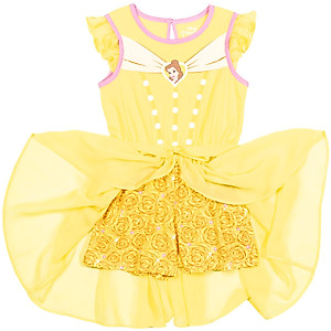 Disney Princess Belle Little Girls Romper With Skirt Overlay 7-8