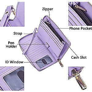 Chelmon Womens Wallet Leather RFID Blocking Purse Credit Card Clutch(CH Light Purple)