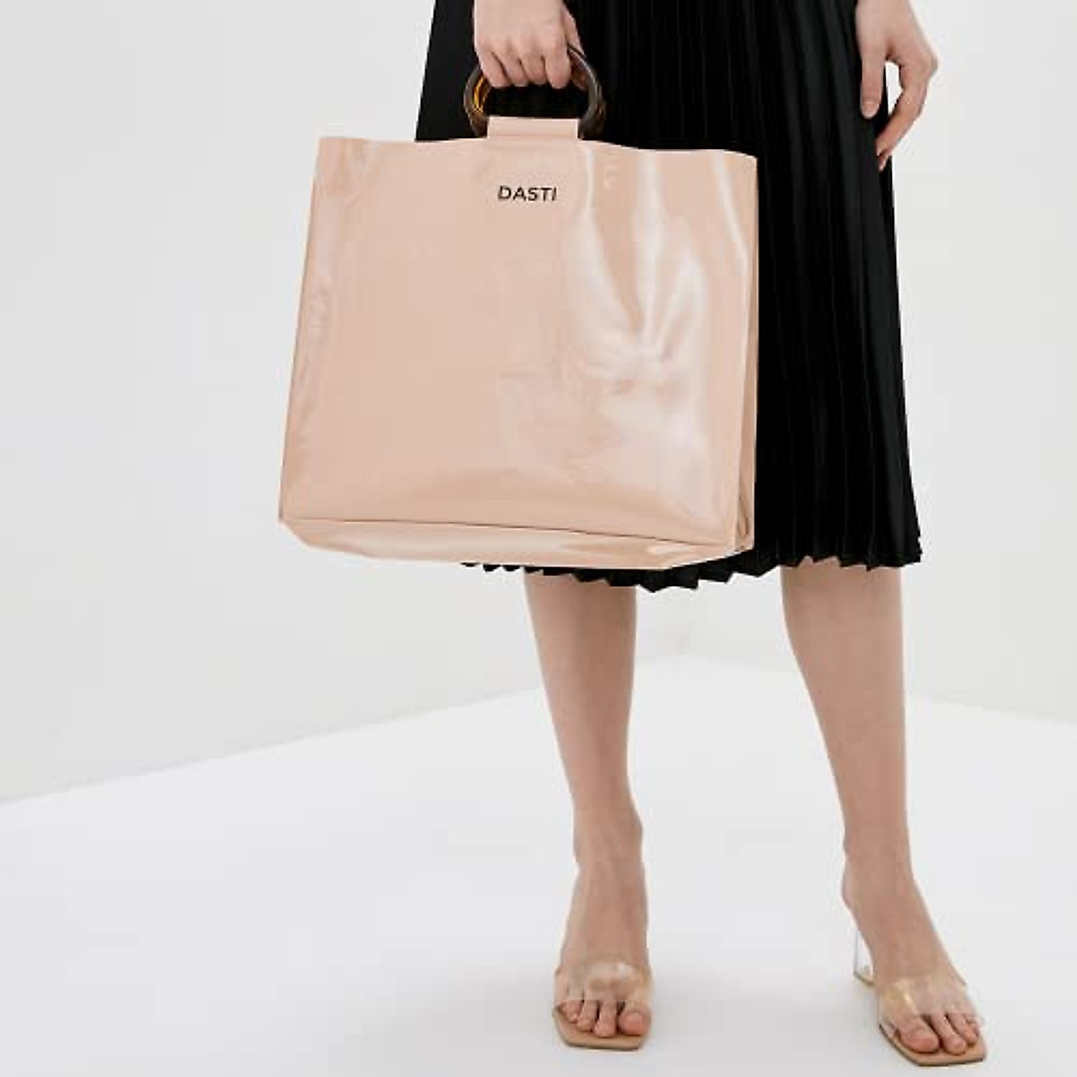 Designer Plastic purses and handbags - Vynyl Clear Transparent Bag - PVC Bags clear Purse - Waterproof Designer Clear Handbags - Bolsa Trasparente de Mujer (High Glass Powder)