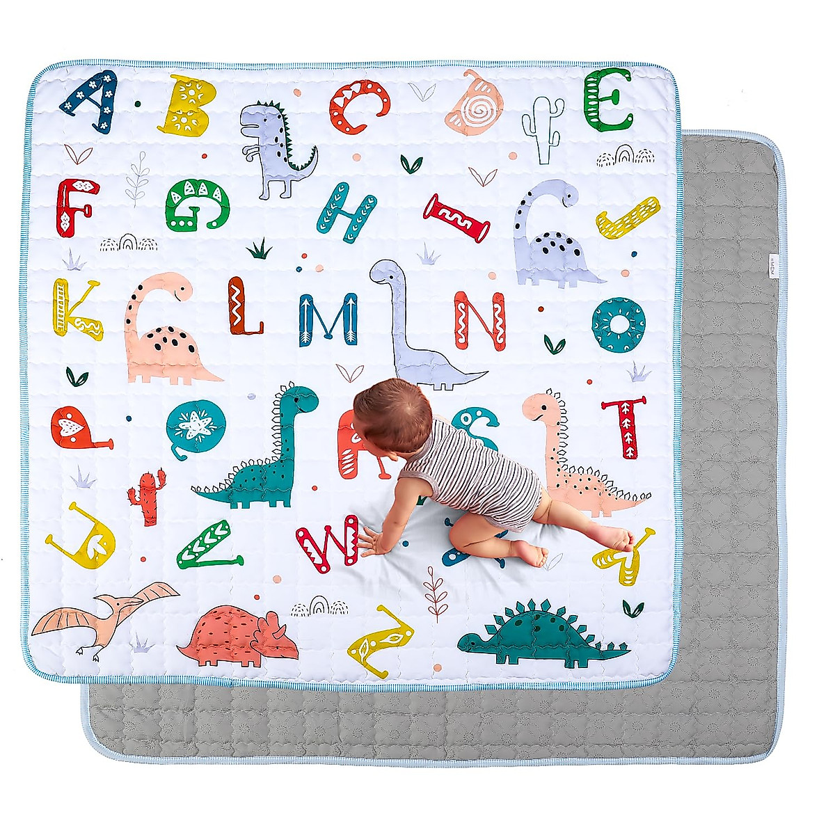 MEM Playpen Mat 50" X 50" Baby Play Mat, Thicken One-Piece Baby Crawling Mat, Non Slip Washable Play Mats for Floor, Cushioned Baby Playmat Floor Mat for Infants, Babies, Toddlers