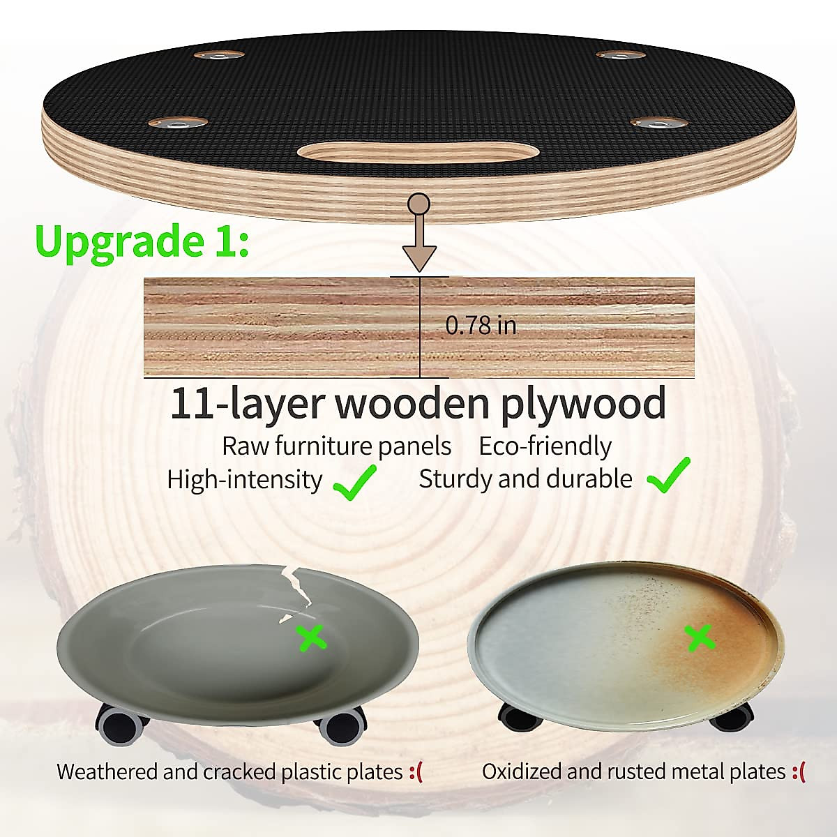 Wood Platform Dolly 4 Wheels Heavy Duty Furniture Mover Dolly 550 Lbs Capacity (2)