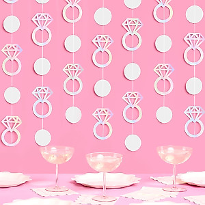 xo, Fetti Iridescent Engagement Ring Garland - 4 pcs, 12' | Bachelorette Decorations, Tying The Knot Bride Bach Decor, Engagement Party Photo Booth Backdrop, Proposal Supplies