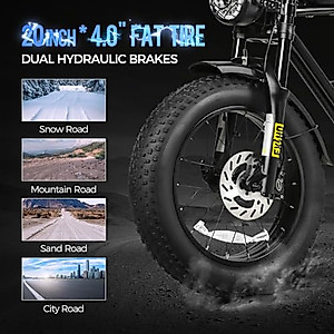 SAMEBIKE Electric Dirt Bike, 1000W Electric Bike 48V 18Ah Battery 20 Inch 4.0 Fat Tire Electric Bike for Adults, 30 MPH Full Suspension Hydraulic Brakes Color Display Electric Bicycles, Green