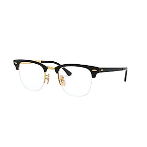 Ray-Ban RX3716VM Clubmaster Metal Square Prescription Eyeglass Frames, Black On Arista/Demo Lens, 50 mm