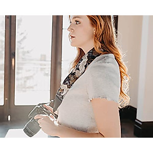 Art Tribute Black Camera Strap Crane Gold Foil Vintage Style For All DSLR Cameras. Embroidered, Universal Classic Neck & Shoulder Strap, Animal Pattern, Best Gift for Photographers Men & Women