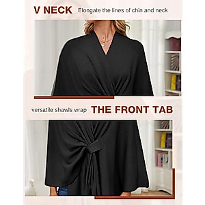 PULI Women's Elegant Shawl Wraps Soft Open Front Poncho Sweater for Spring Fall Winter Black