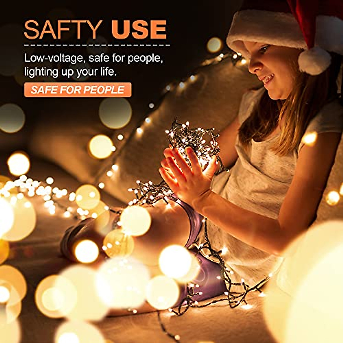 KPafory Solar String Lights,1 Pack 72ft 200LED 8 Modes Solar Powered Christmas Lights Outdoor String Lights Waterproof Fairy Lights for Garden Wedding Party Christmas Decorations,Warm White