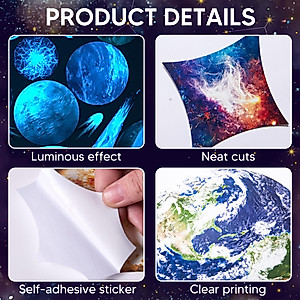 Glow in The Dark Stars and Planets for Ceiling, Glow Solar System Wall Stickers, Space Wall Decals for Kids Boys Room (Blue)