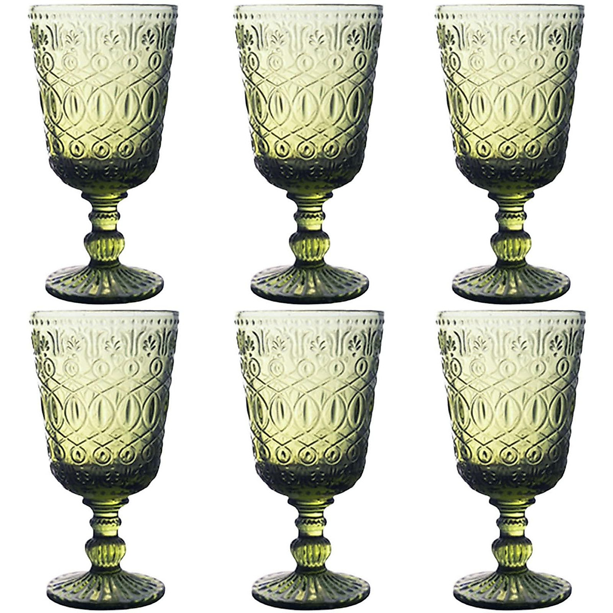 Taganov Green Drinking Glasses - Set of 6 Vintage Goblets