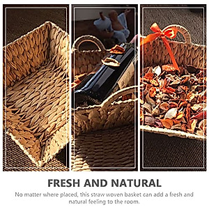 LUOZZY 2pcs Storage Basket Straw Woven Basket Desk Organizer Decorative Basket Sundries Holder for Home